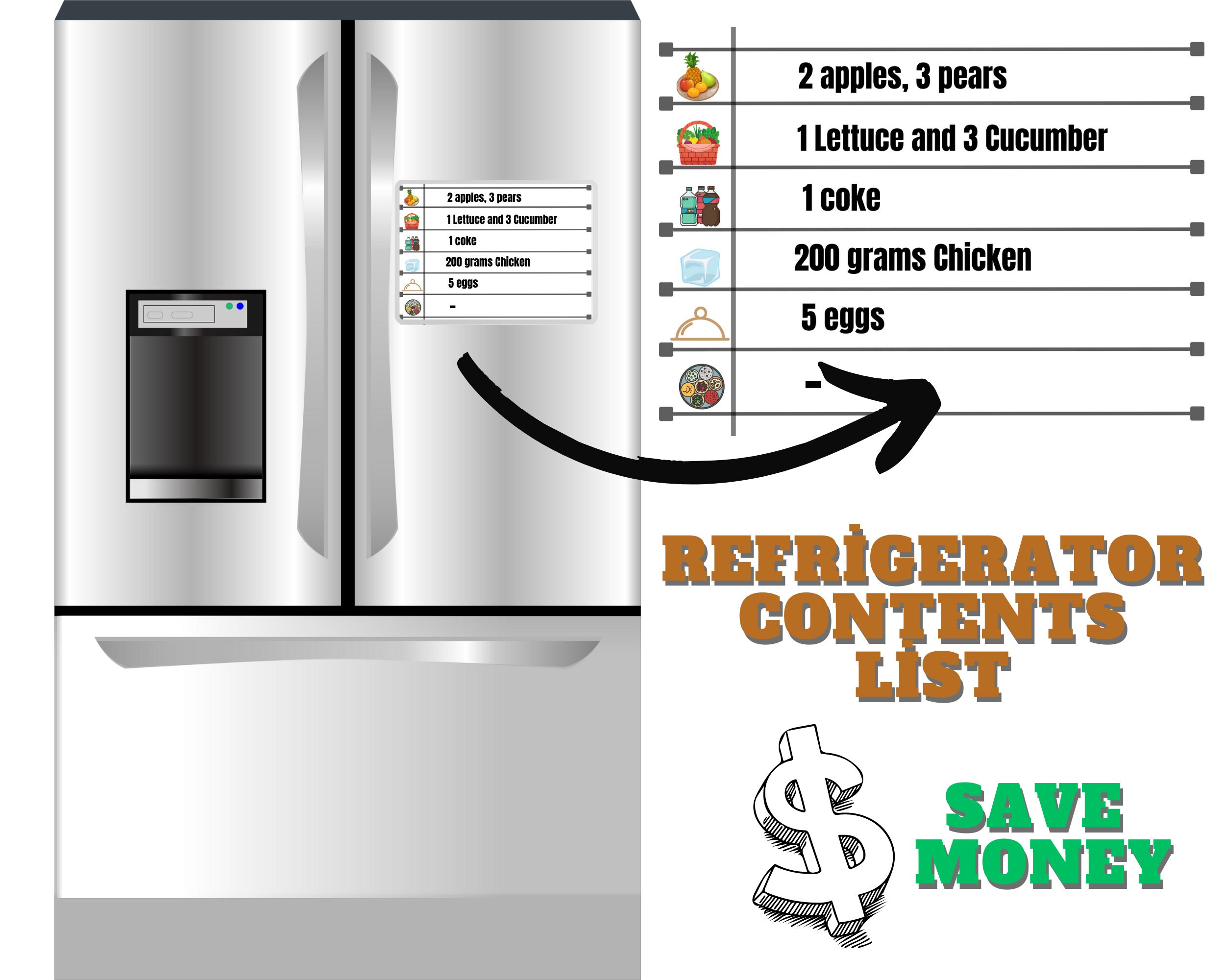 Refrigerator Contents List Printable // Save Money,refrigerator ...