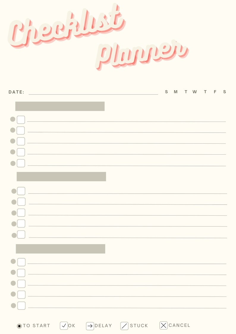 Checklist Planner Printable & Fillable / Daily to Do List Template - Etsy