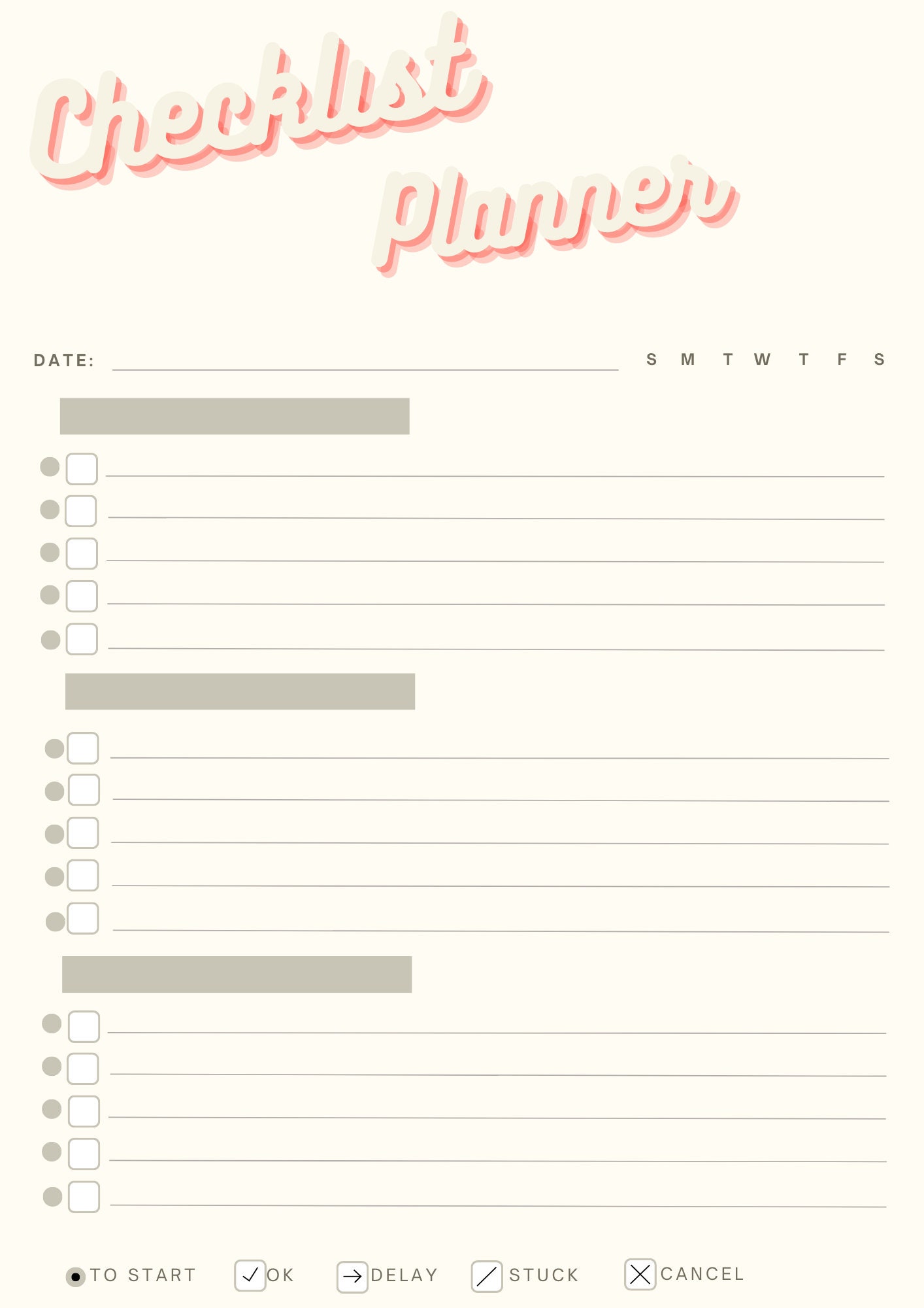 Checklist Planner Printable & Fillable / Daily to Do List Template - Etsy