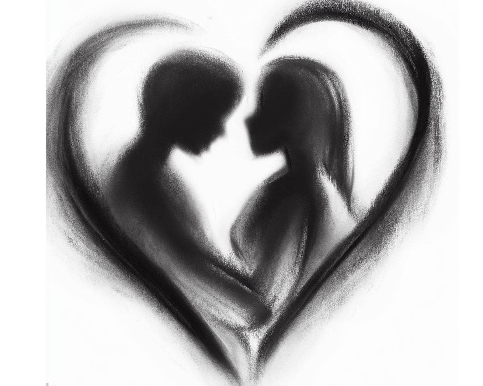 Couple Inside in the Heart , Couple Love Print, Pencil Drawing Heart ...