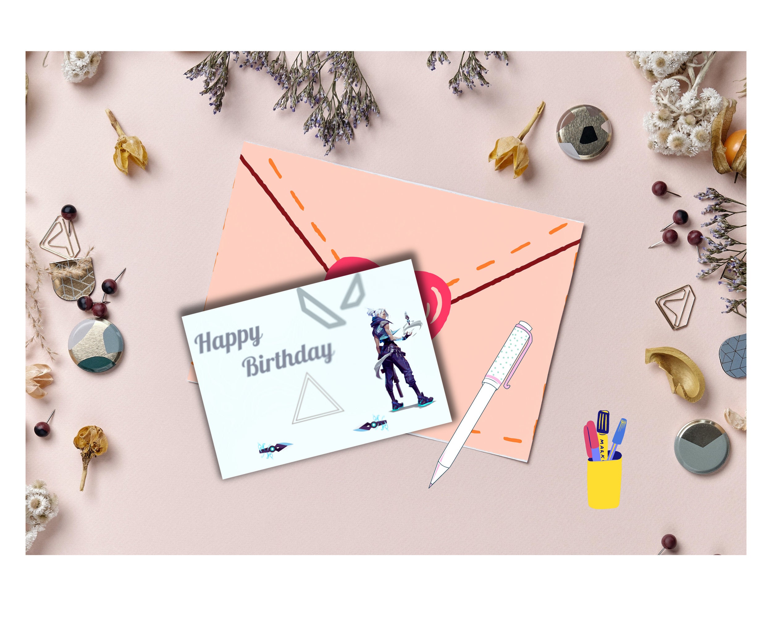 Valorant Jett Themed Birthday Card/two Colours - Etsy