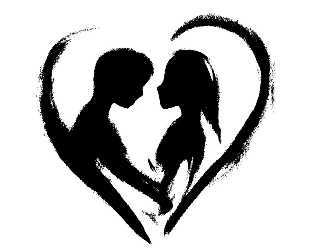 Couple Inside in the Heart , Couple Love Print, Pencil Drawing Heart ...