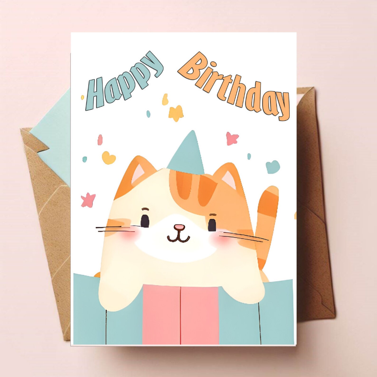 Cute Cat Birthday Card Printable , Happy Birthday Card for Kids Pdf ...
