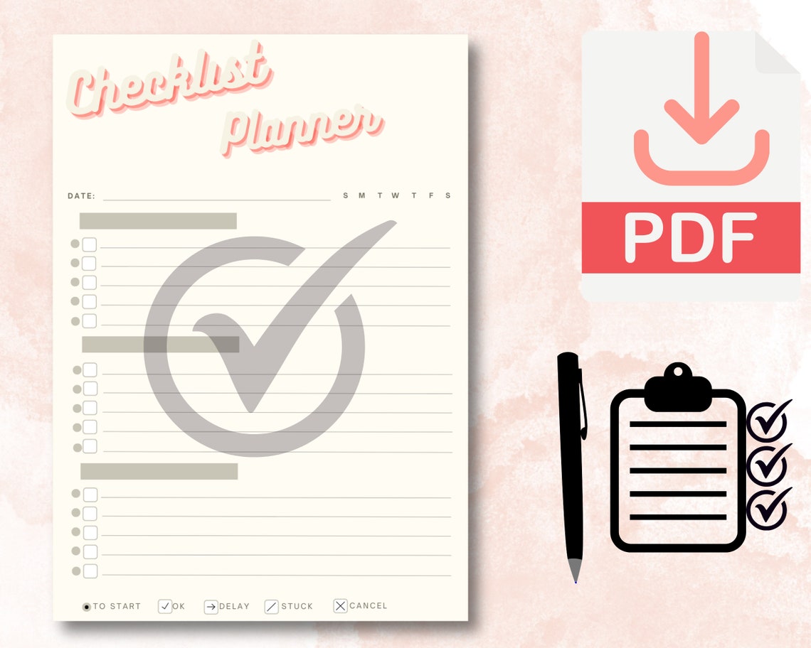 Checklist Planner Printable & Fillable / Daily to Do List Template - Etsy