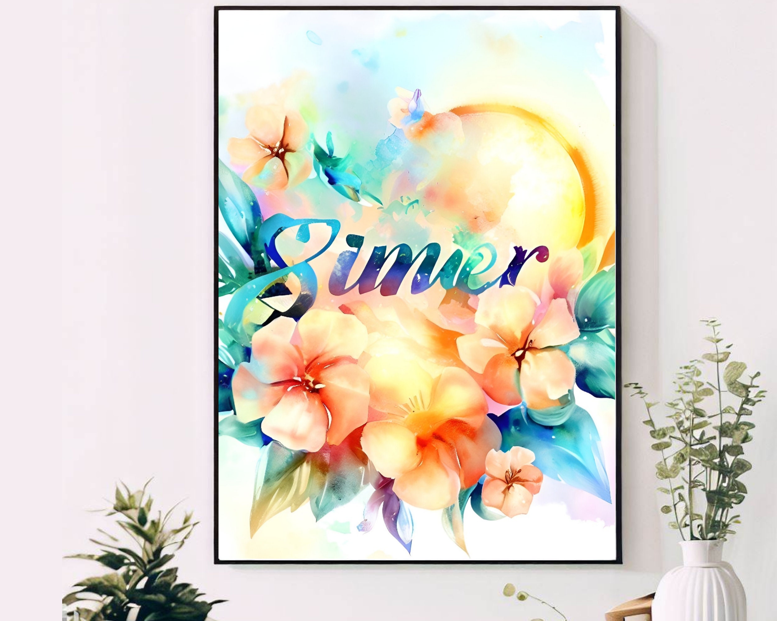 Summer Themed Printable Wall Art Set / Summer Leaves Gradient - Etsy