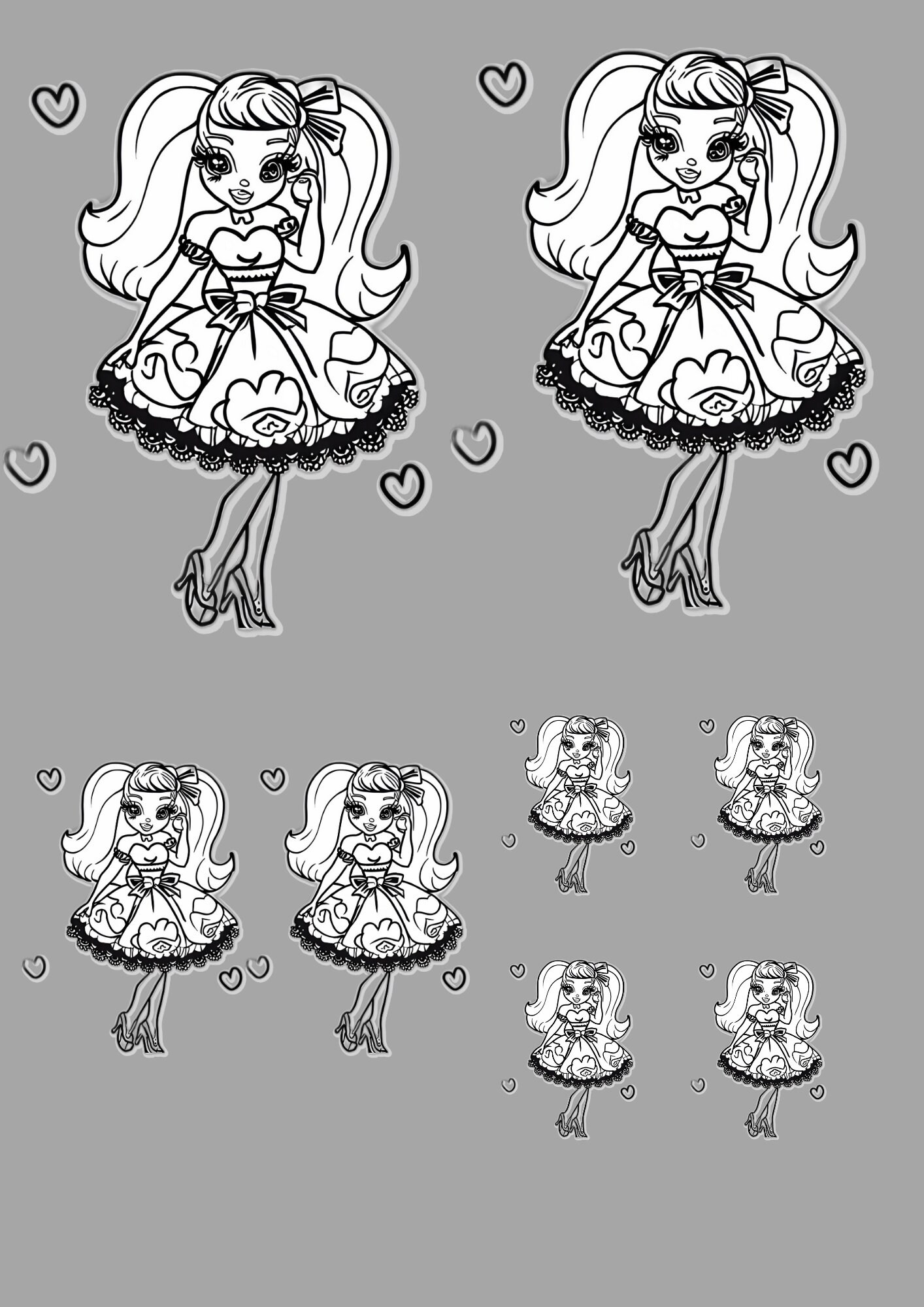 Coloring Page, Paintable Sticker Set, Paint and Print, Easy Coloring ...