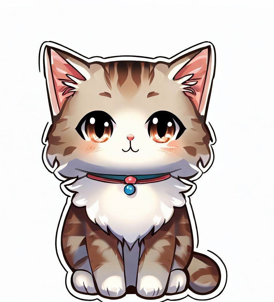 Anime Style Cat Sticker Printable Bundle ,12 Cats Png and Pdf Downland ...