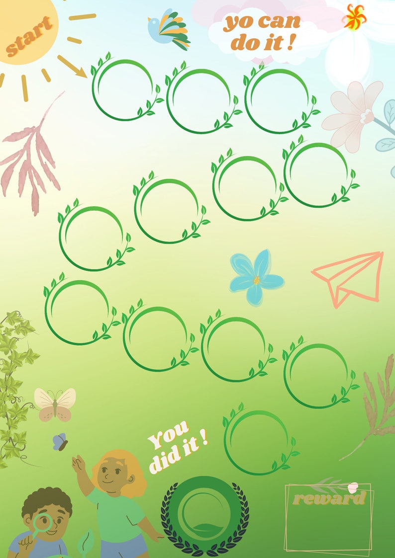 Printable Nature Themed Award Chart Child Behavior Chart Instant ...