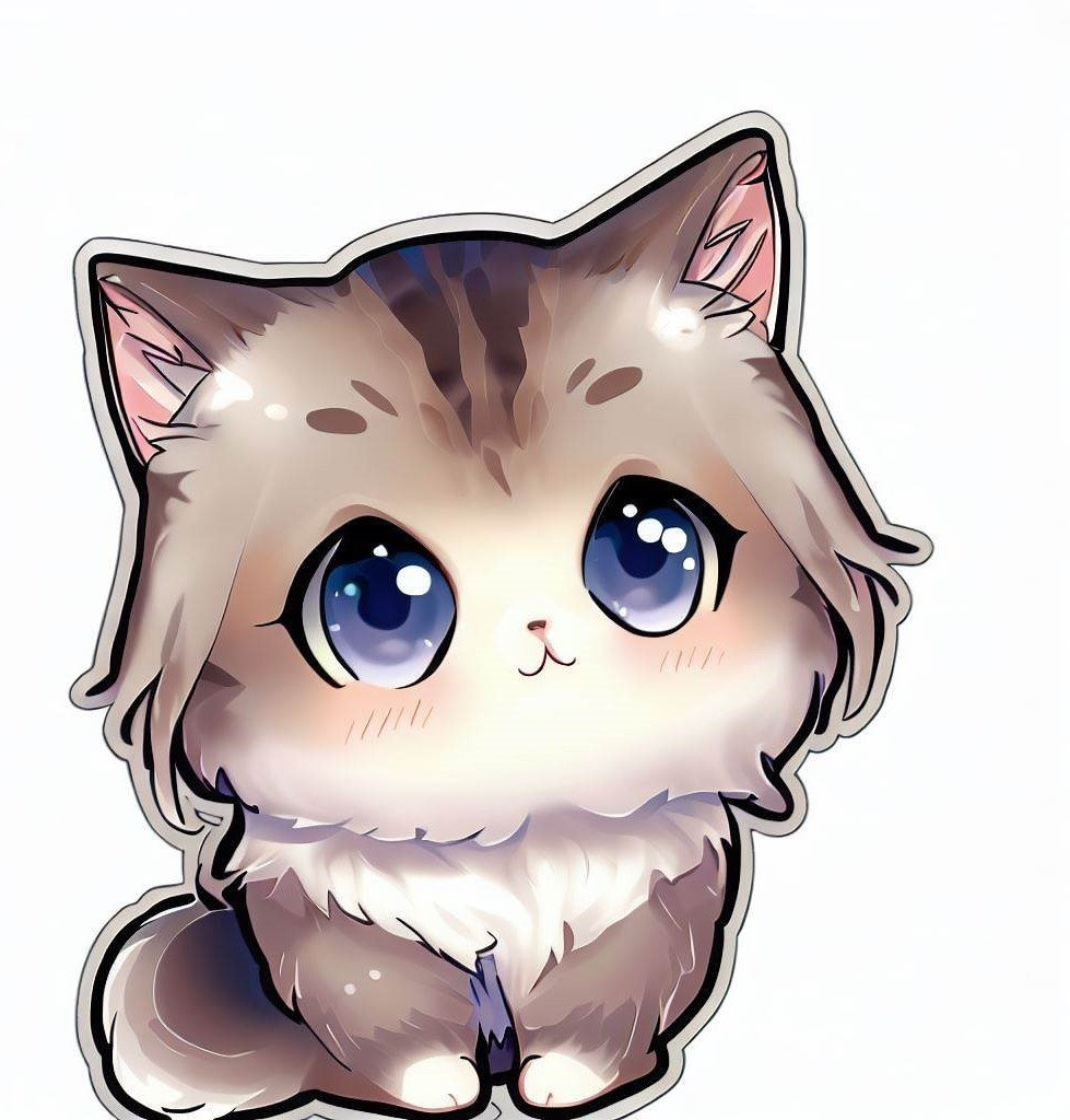 Anime Style Cat Sticker Printable Bundle ,12 Cats Png and Pdf Downland ...