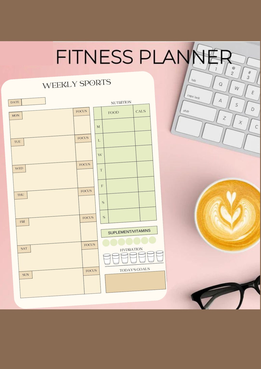 Weekly Fitness Planner Printable Fitness Overview Simple Fitness ...