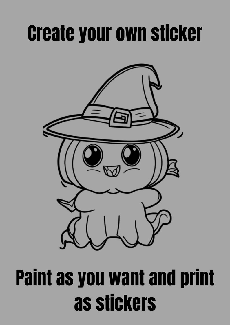 Halloween Pumpkın Ghost Coloring Page and Sticker, Create Your Own ...