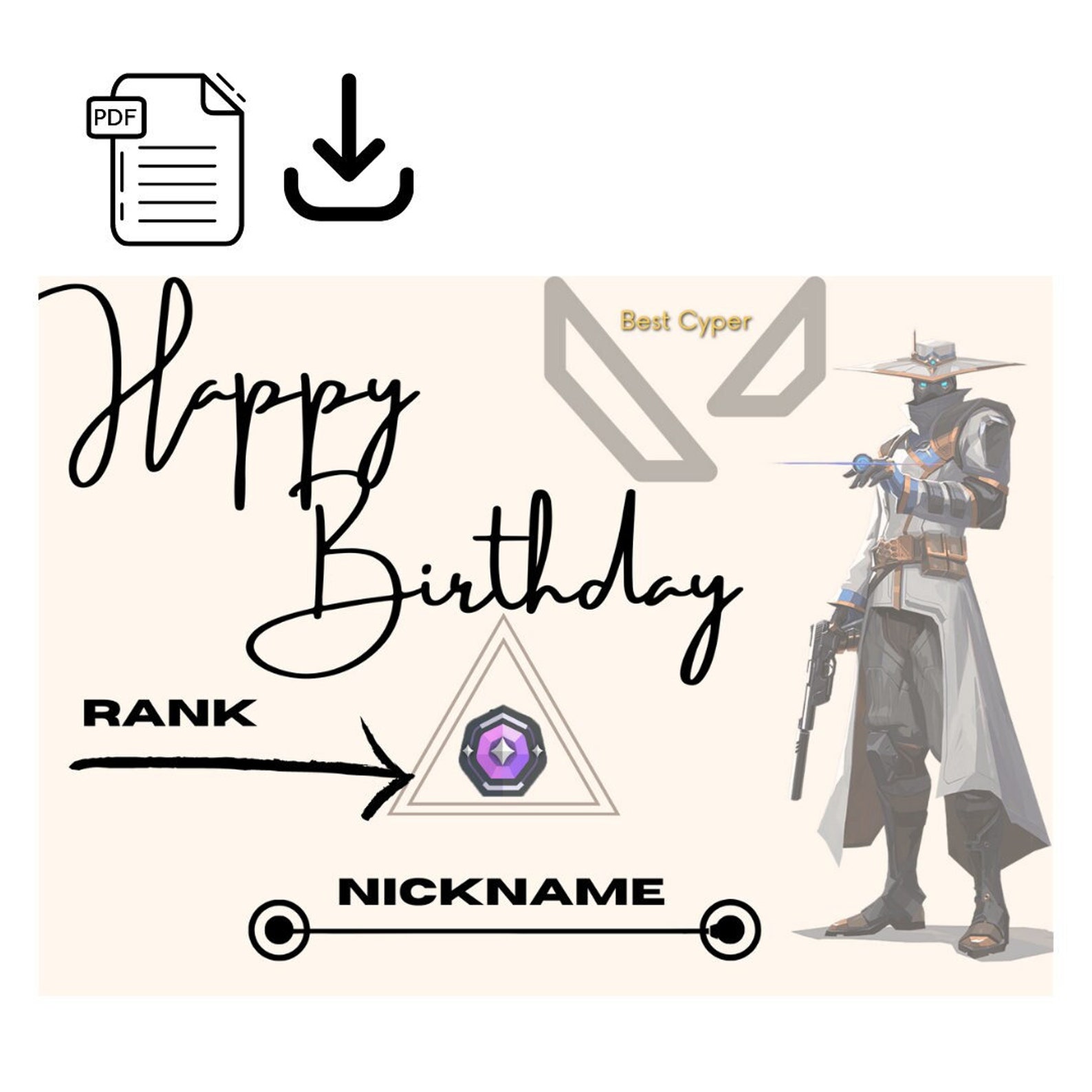 Valorant Cypher Themed Birthday Card - Etsy