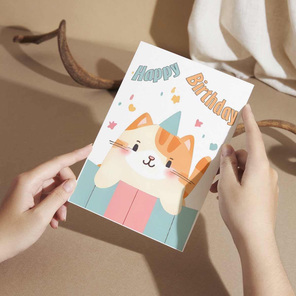Cute Cat Birthday Card Printable , Happy Birthday Card for Kids Pdf ...