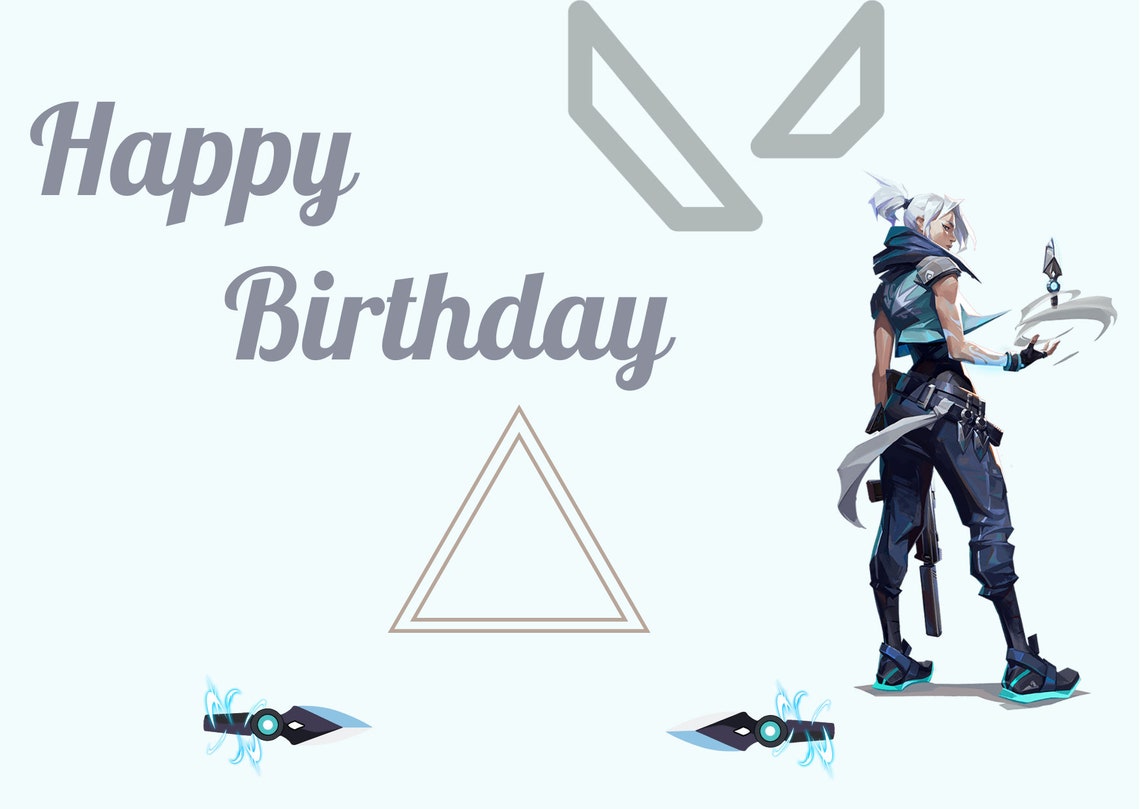 Valorant Jett Themed Birthday Card/two Colours - Etsy