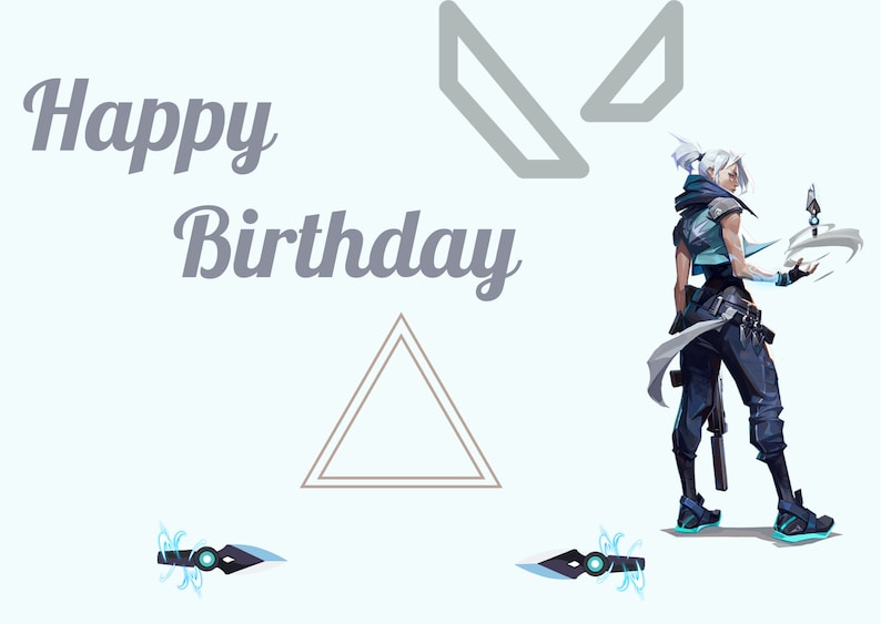 Valorant Jett Themed Birthday Card/two Colours - Etsy