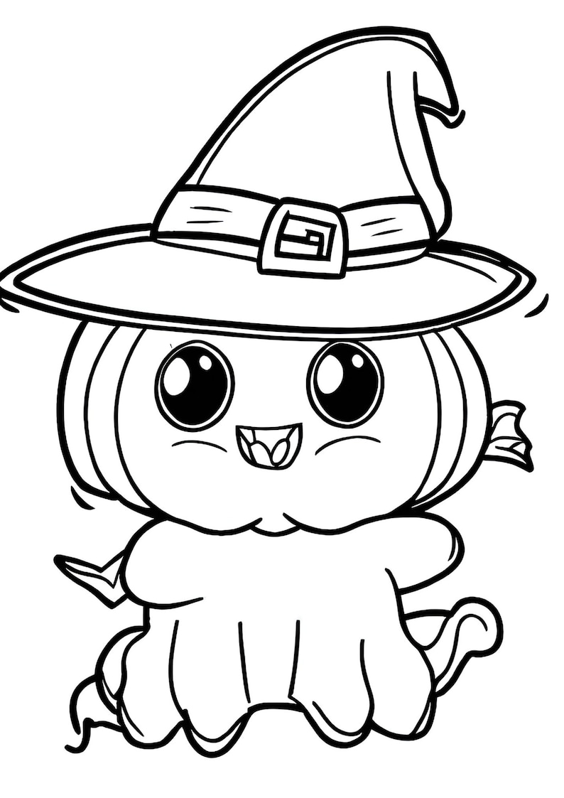 Halloween Pumpkın Ghost Coloring Page and Sticker, Create Your Own ...