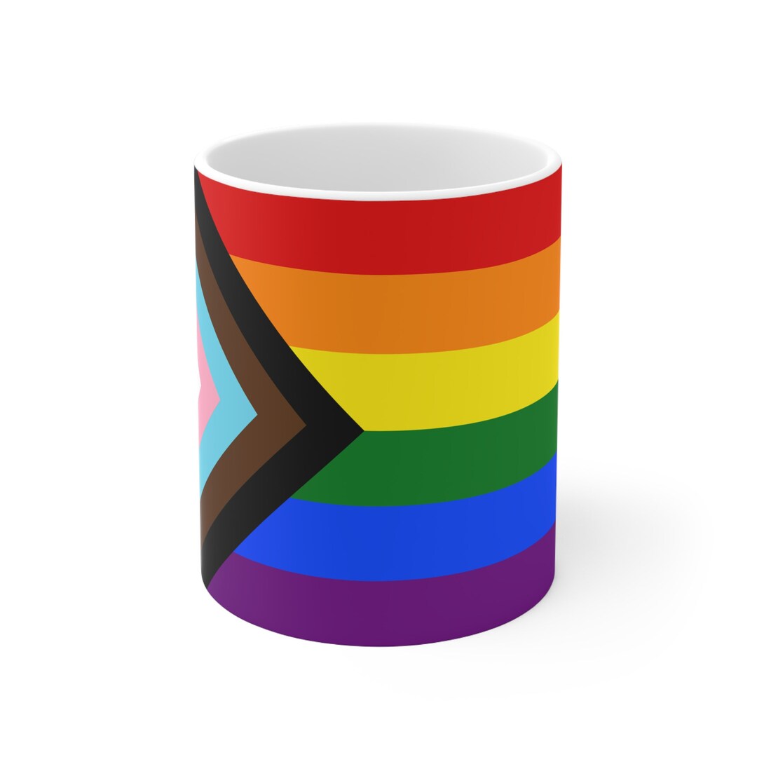 LGBTQ Progress Pride Flag Ceramic Coffee Mug 11oz Contact Me - Etsy