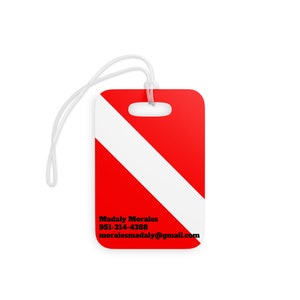 Personalized for Madaly Diver Down Flag Luggage Tags, Scuba Diver Bag ...