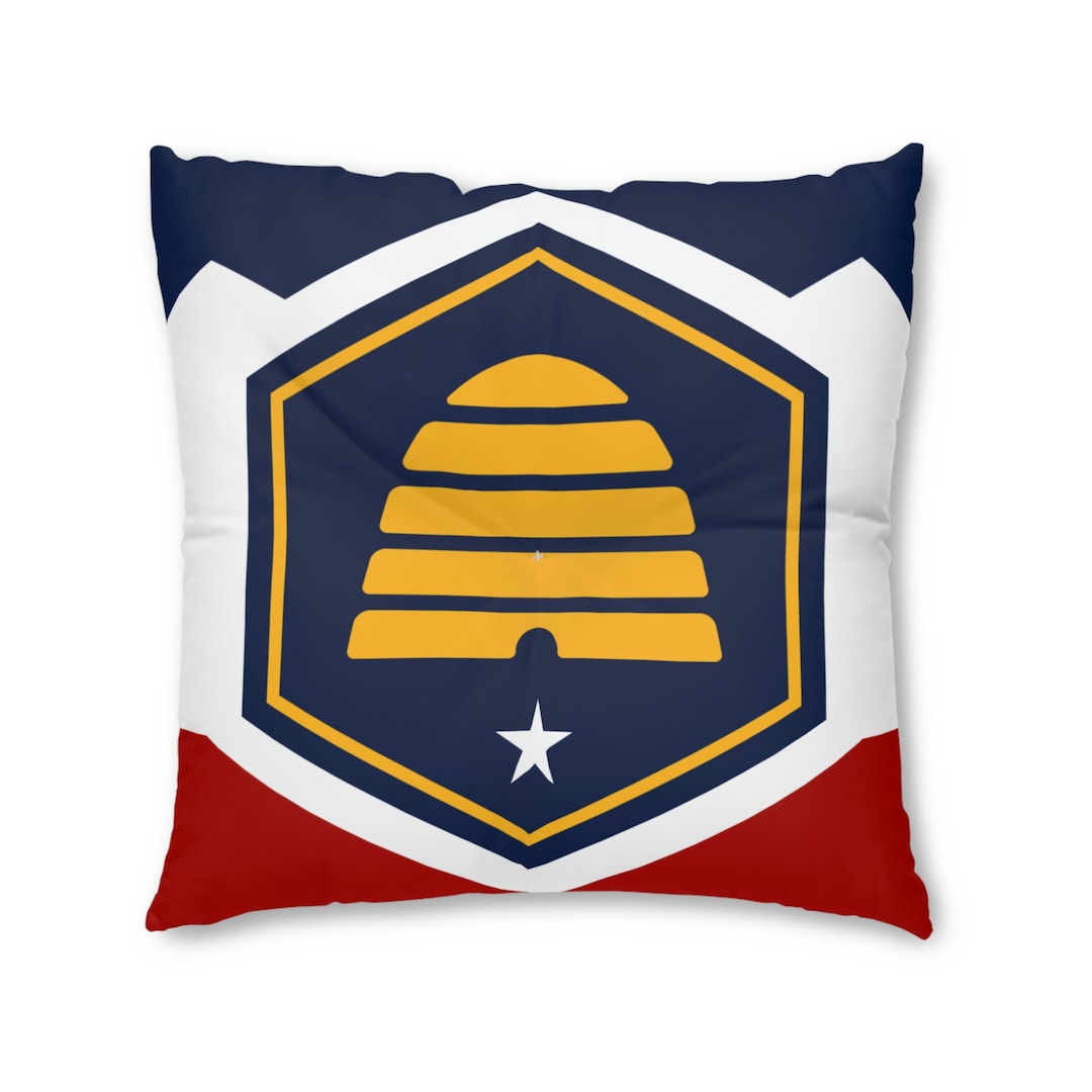 Utah Beehive New State Flag Tufted Floor Pillow, Square - Etsy