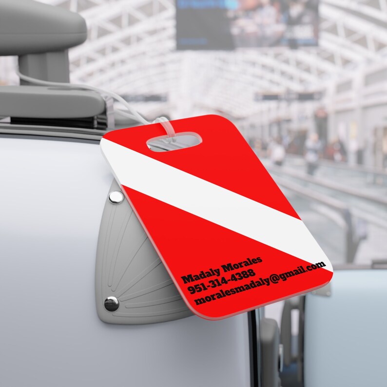 Personalized for Madaly Diver Down Flag Luggage Tags, Scuba Diver Bag ...