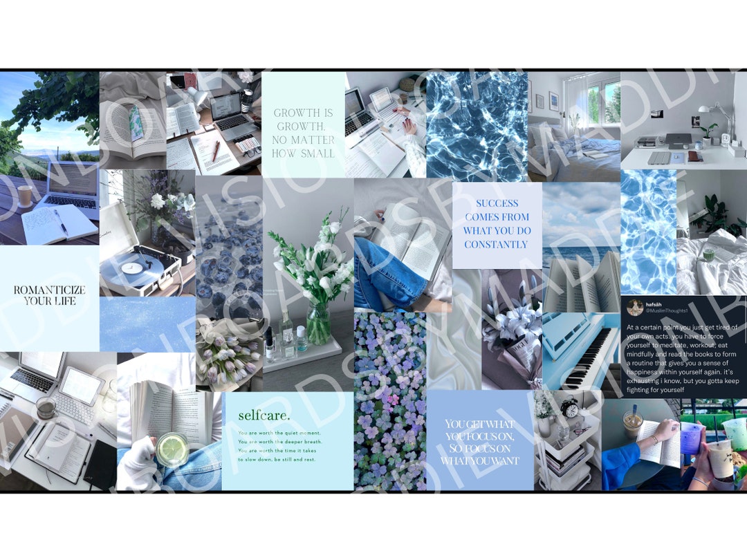 Blue Aesthetic School Vision Board - Etsy
