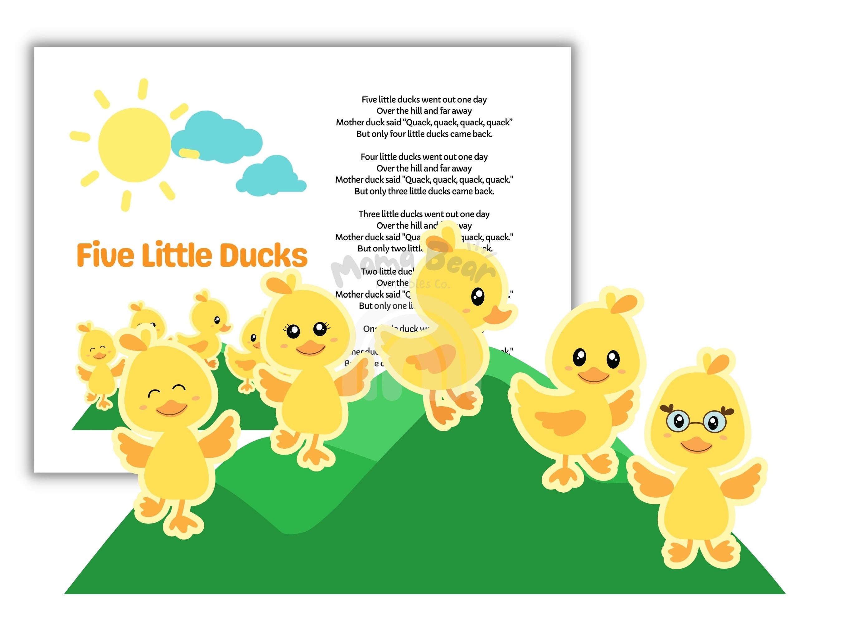 Five Little Ducks Printable Props. Nursery Rhymes Baby and - Etsy UK