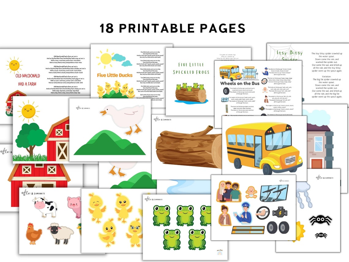 Bundle of 5 Nursery Rhyme Props. Wheels on the Bus, Old Macdonald, 5 ...