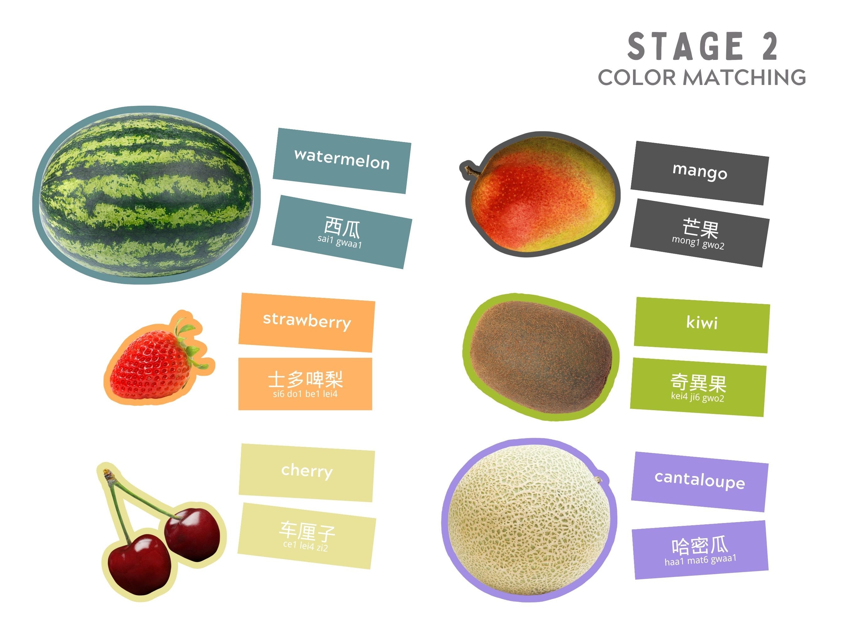 36 Fruit Flashcards in Cantonese With Real Pictures. Traditional ...