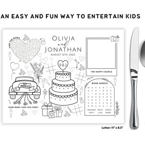 Personalized Coloring Wedding Placemat Activity for Kids. Wedding ...