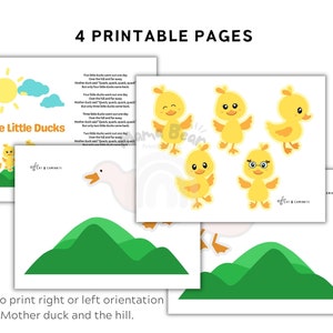 Five Little Ducks Printable Props. Nursery Rhymes, Baby and Toddler ...