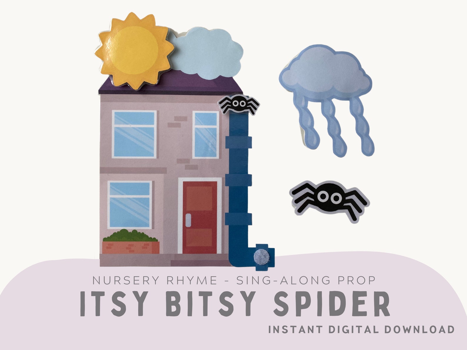 Itsy Bitsy Spider Printable Props. Nursery Rhymes, Baby, Preschool and ...