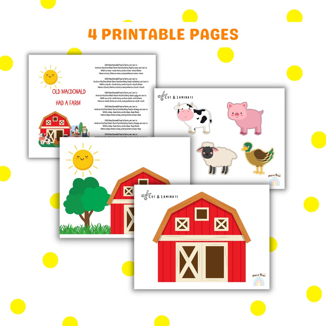 Old Macdonald Had A Farm Printable Props. Nursey Rhymes Baby - Etsy ...