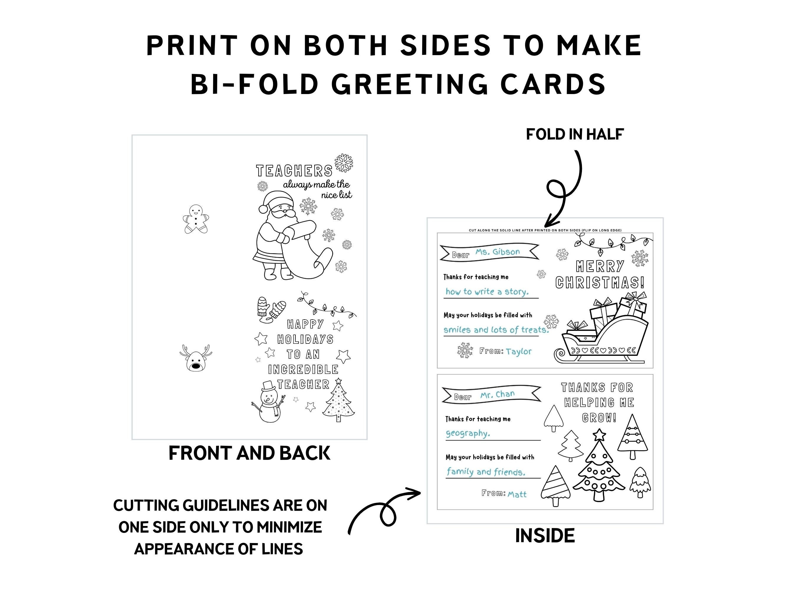 Teacher Christmas Card From Kids Printable. Fill in the Blank and ...