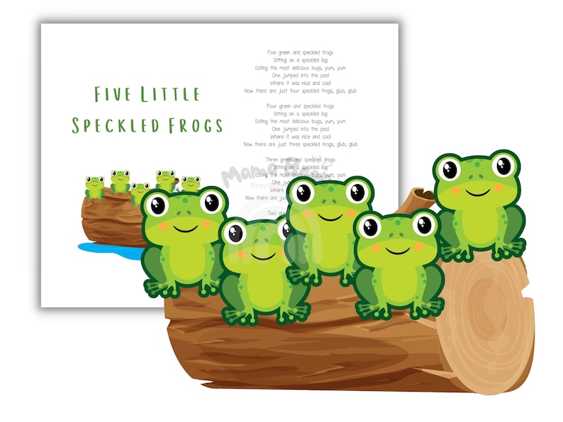 Five Little Speckled Frogs Printable Props. Nursery Rhymes, Baby and ...