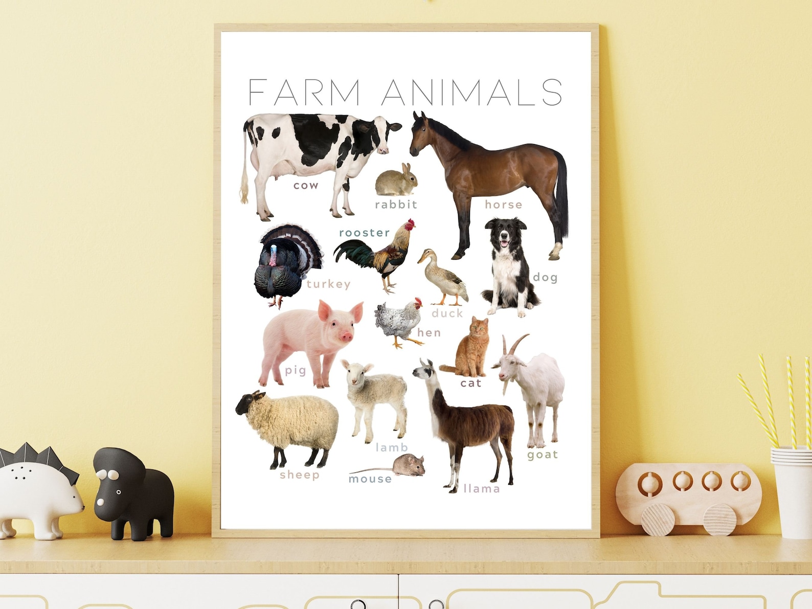 Montessori Farm Animals Poster With Real Pictures. Homeschool ...