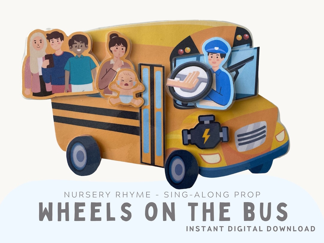 Wheels on the Bus Printable Props. Nursery Rhymes, Baby and Toddler ...