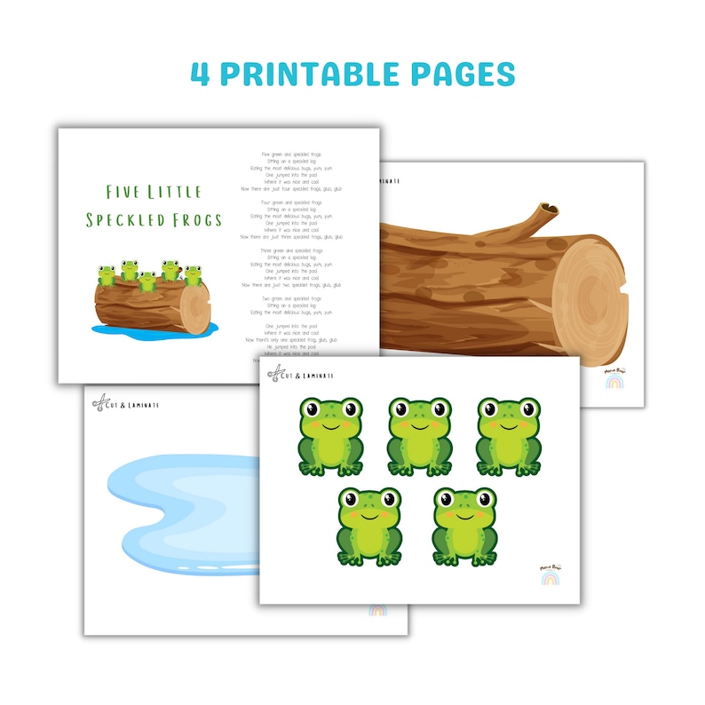 Five Little Speckled Frogs Printable Props. Nursey Rhymes - Etsy