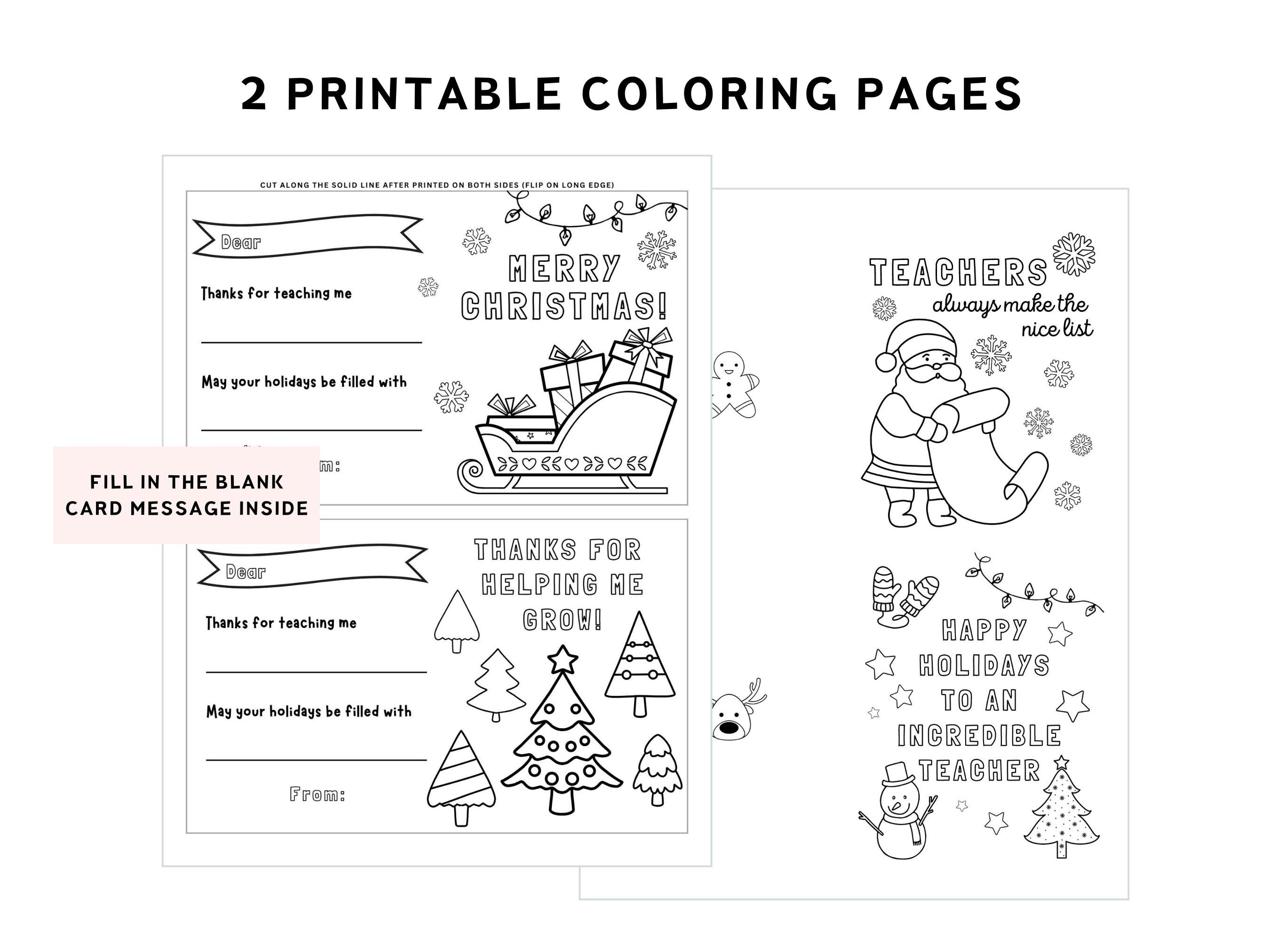 Teacher Christmas Card From Kids Printable. Fill in the Blank and ...