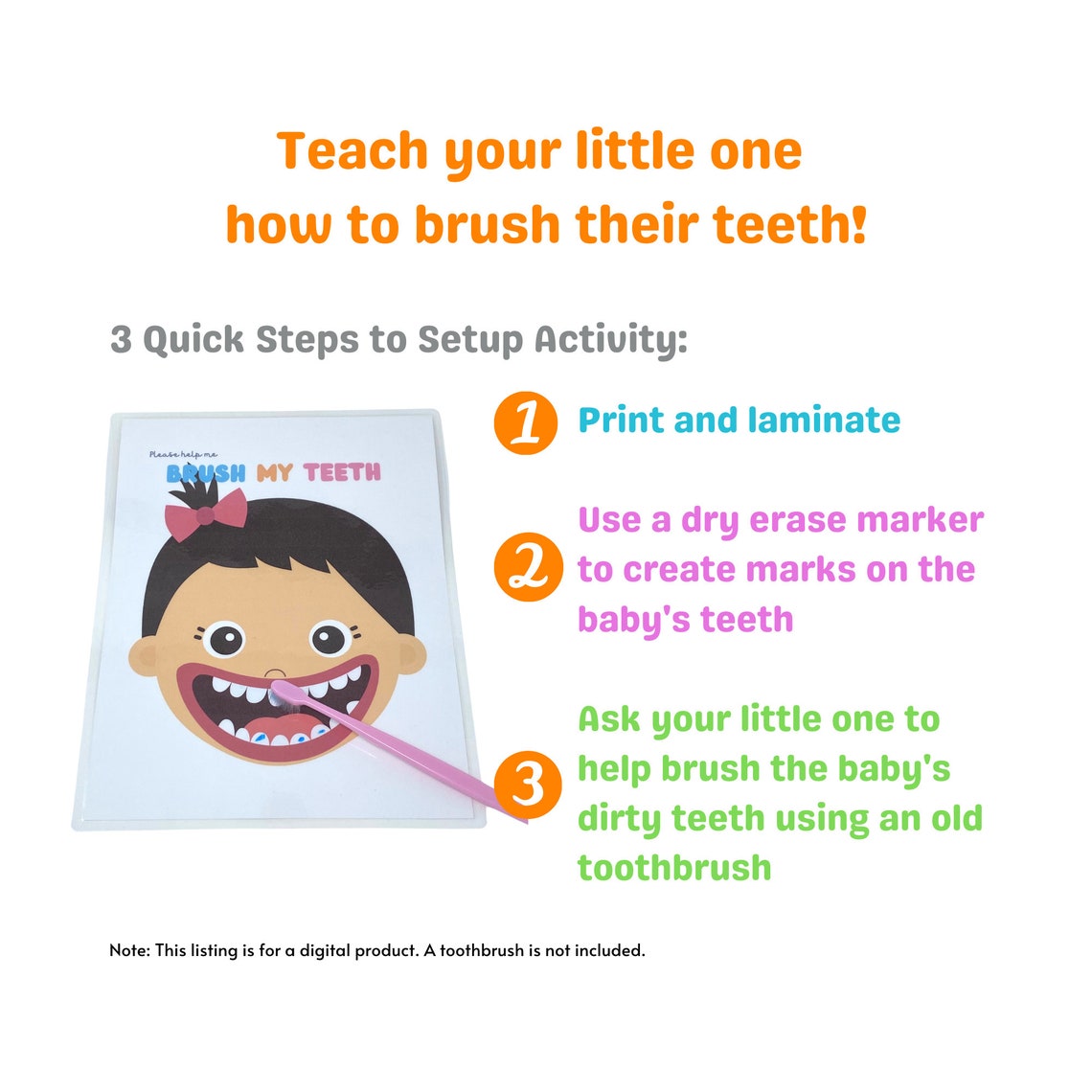 Teeth Brushing Practice and Learning Activity. Montessori Learning ...