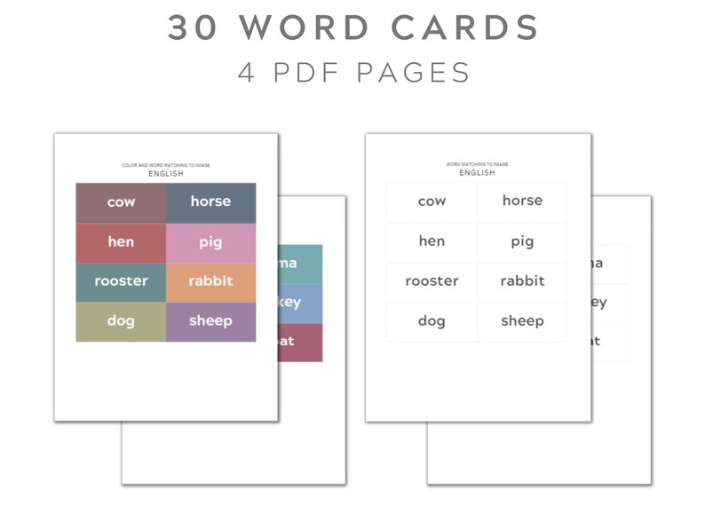 15 Farm Animals Flashcards and Poster With Real Pictures. Montessori ...