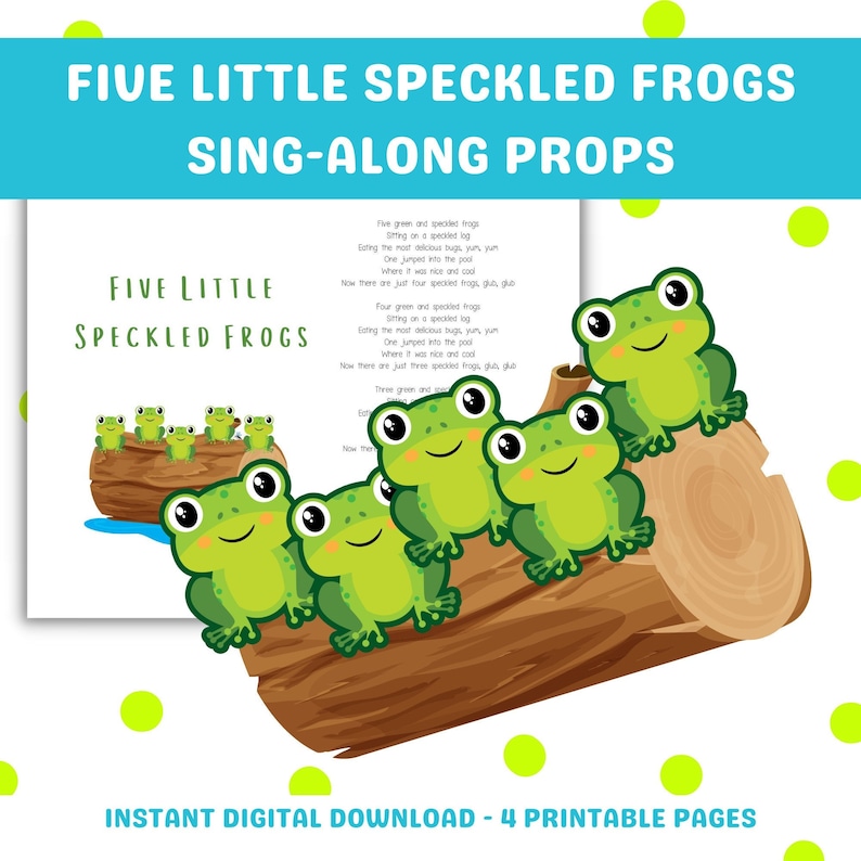 Five Little Speckled Frogs Printable Props. Nursey Rhymes - Etsy