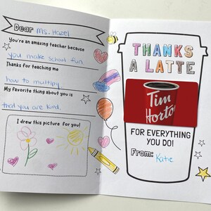 Teacher Appreciation Week Card From Kids. Thanks a Latte. Thank You ...