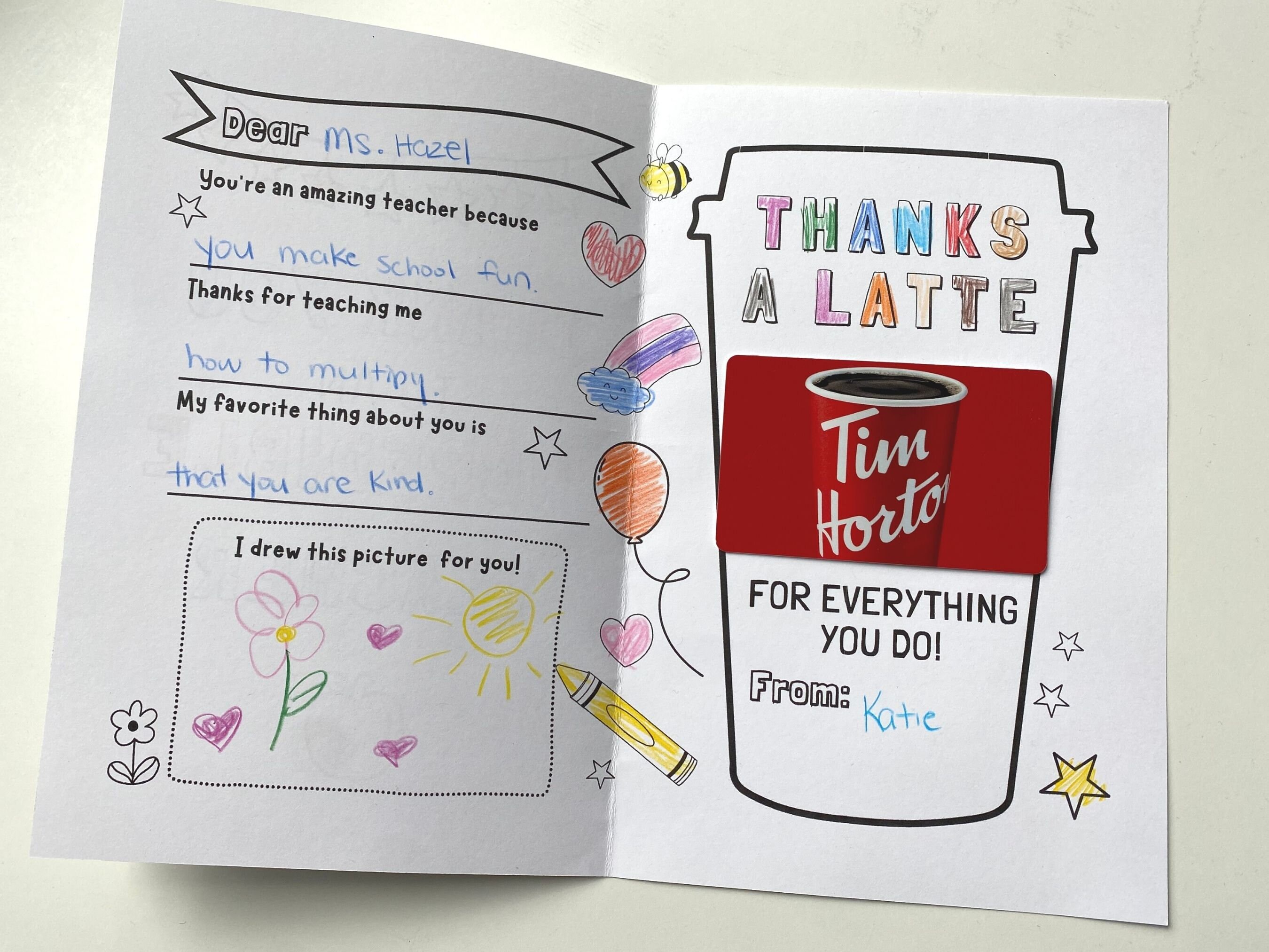 Teacher Appreciation Week Card From Kids. Thanks a Latte. Thank You ...