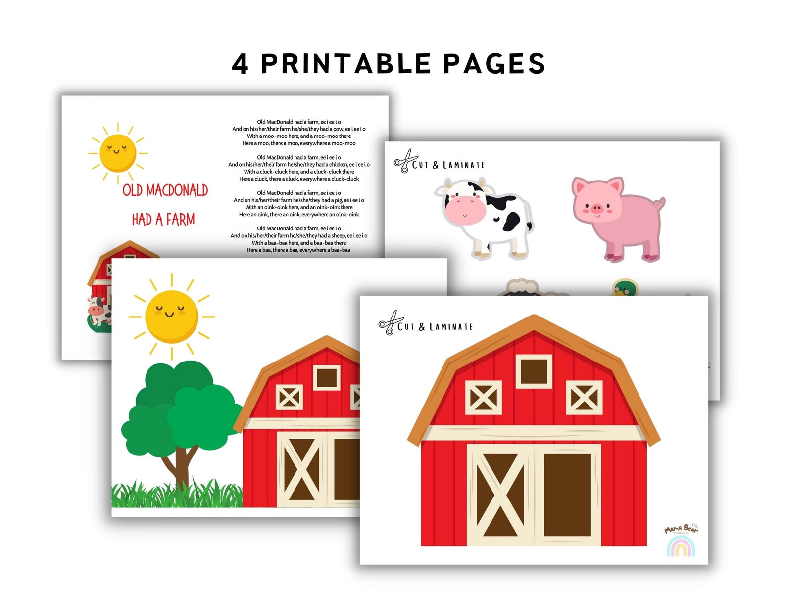 Old Macdonald Had A Farm Printable Props. Nursery Rhymes, Baby and ...