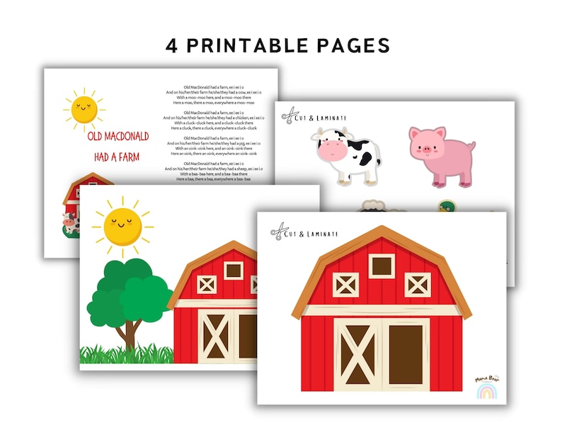 Old Macdonald Had A Farm Printable Props. Nursery Rhymes, Baby and ...