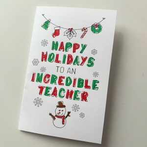 Teacher Holiday Coloring Card From Kids. Christmas Teacher Appreciation ...
