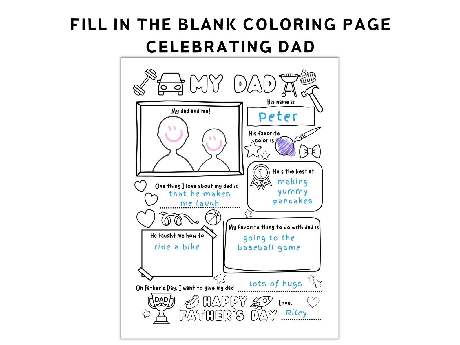 Father’s Day Printable Coloring Page and Coupons. Fill in the Blank ...