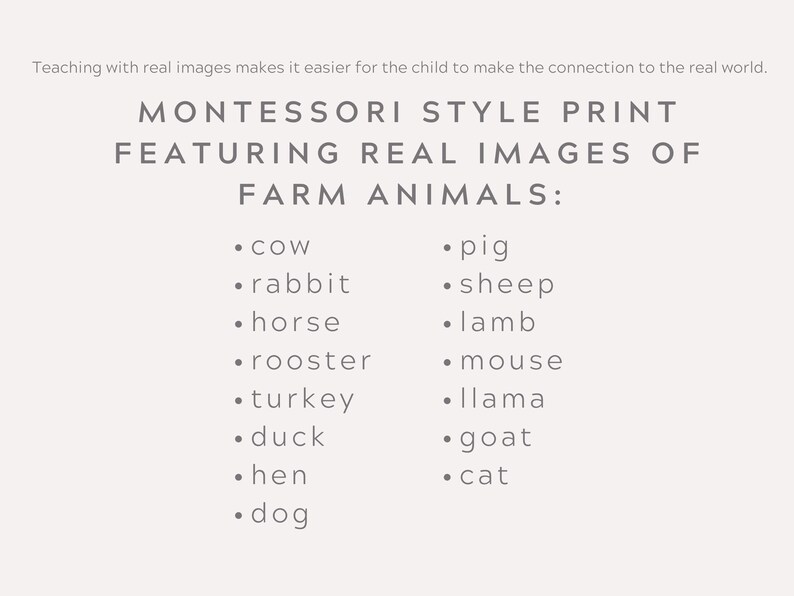 Montessori Farm Animals Poster With Real Pictures. Homeschool ...