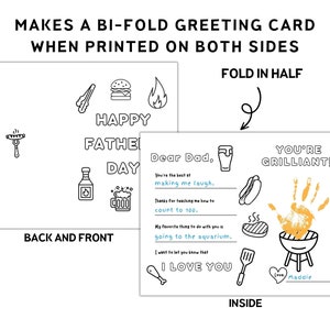 Father’s Day Card From Kids. BBQ Grill Themed Handprint Art, Fill in ...