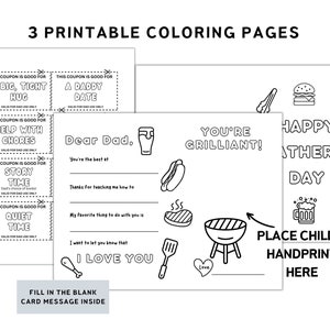Father’s Day Card From Kids. BBQ Grill Themed Handprint Art, Fill in ...